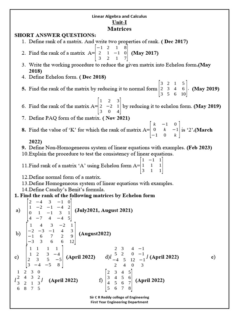 23-24 Sem-1 Maths Questions | PDF