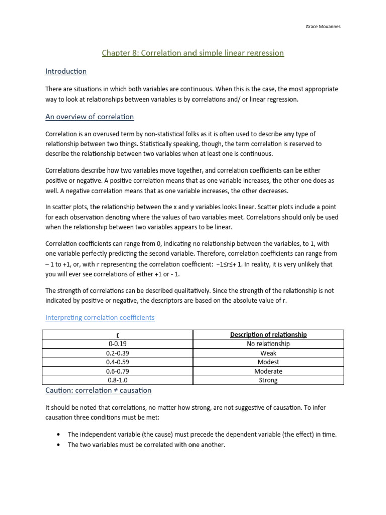 Chapter 8 - PSYC 284 | PDF | Coefficient Of Determination | Linear Regression
