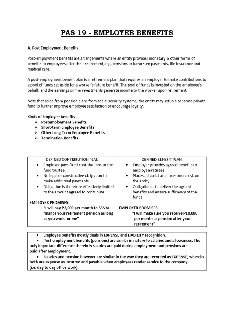 Pas 19 Employee Benefits | PDF | Pension | Defined Benefit Pension Plan