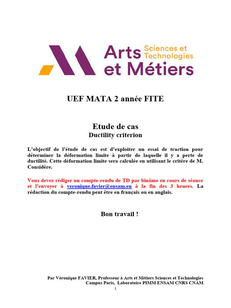 MATA TP Exploitation Traction 2023 | PDF | Deformation (Engineering) | Mechanical Engineering