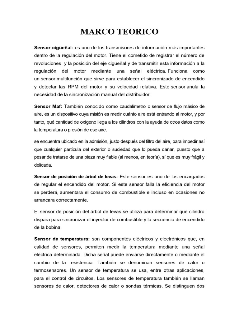 Marco Teorico | PDF | Motores | Sensor