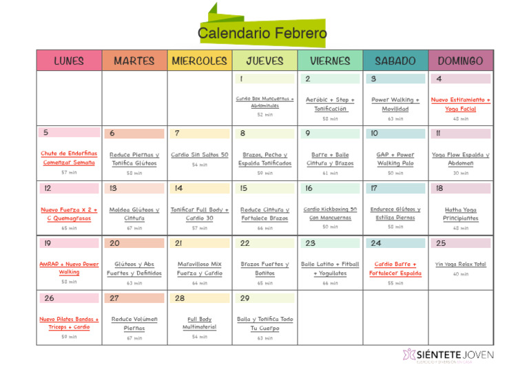 Calendario Febrero 2024 | PDF | Ejercicio físico