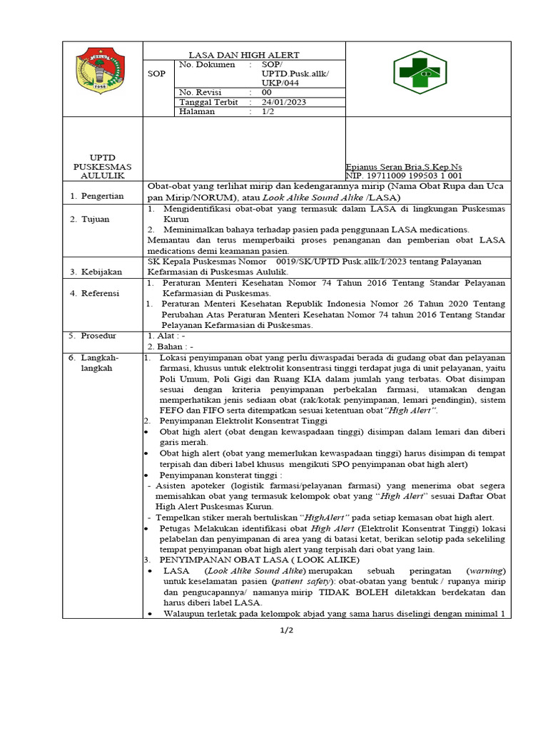 SOP Tentang LASA | PDF | Pengembangan Diri