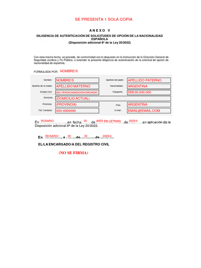 Anexo V - Modelo | PDF