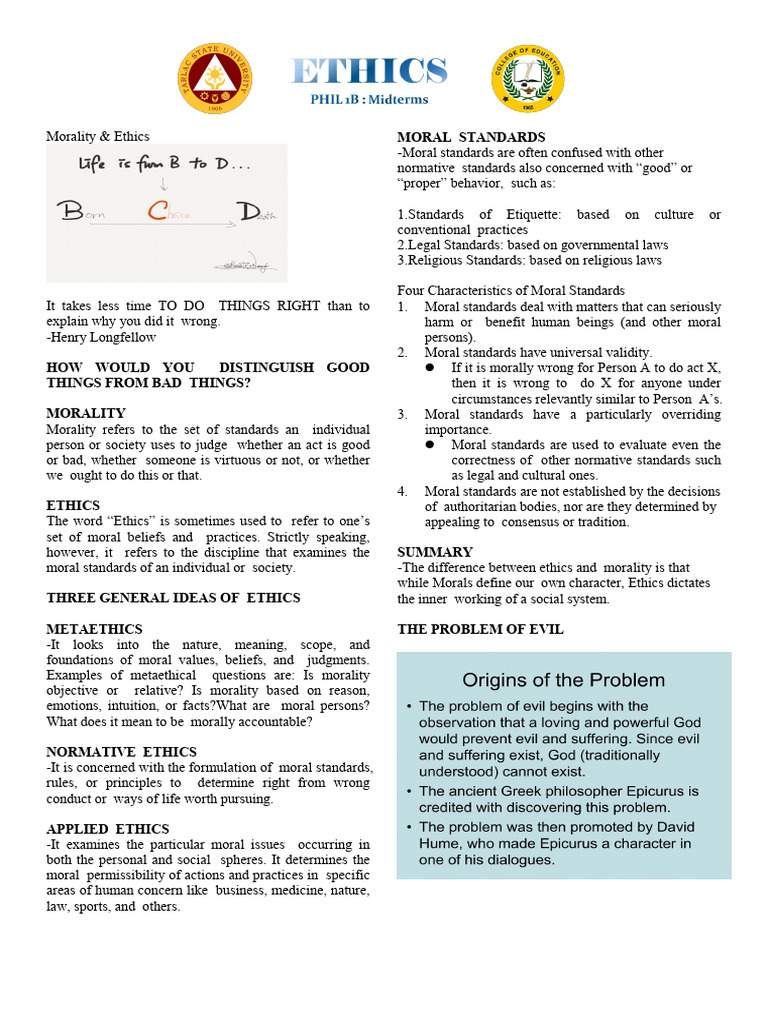 Ethics Midterm Reviewer | PDF | Morality | Psychology