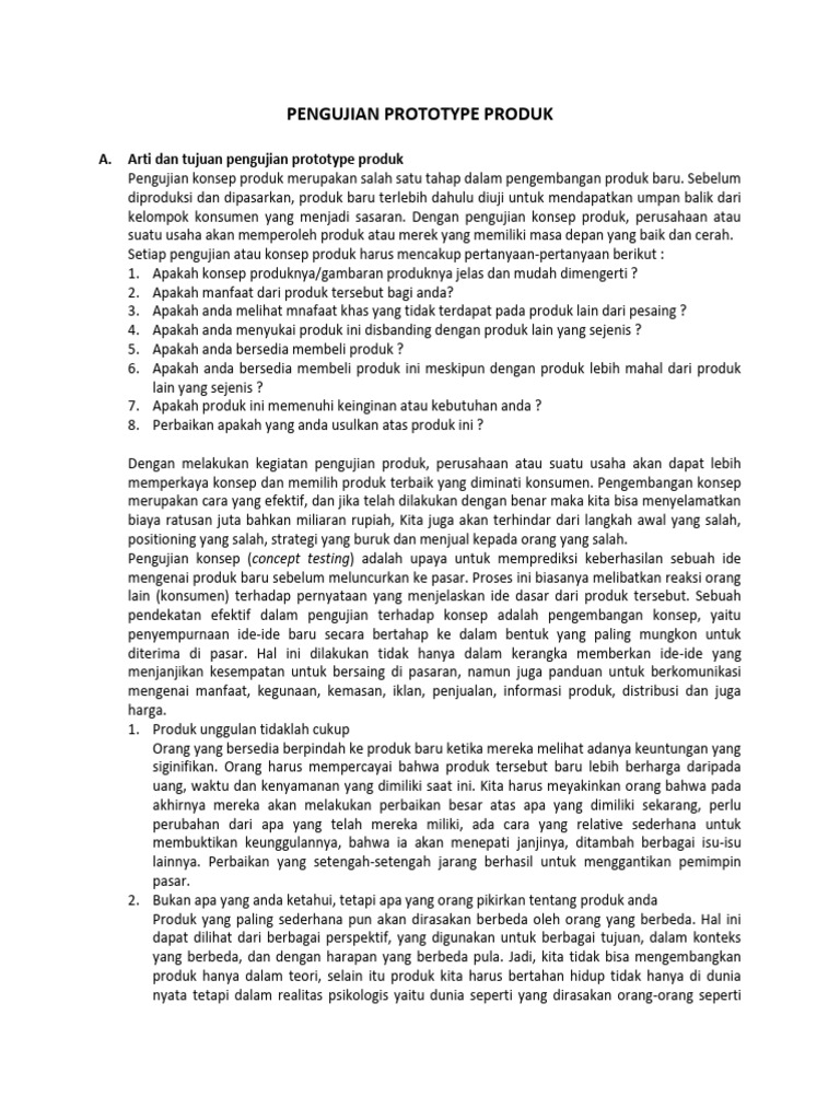 Pengujian Prototype Produk | PDF