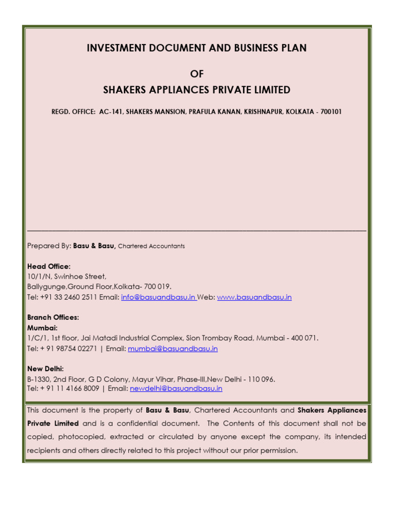 Investment Document and Business Plan - Shakers Kitchen | PDF | Kitchen ...
