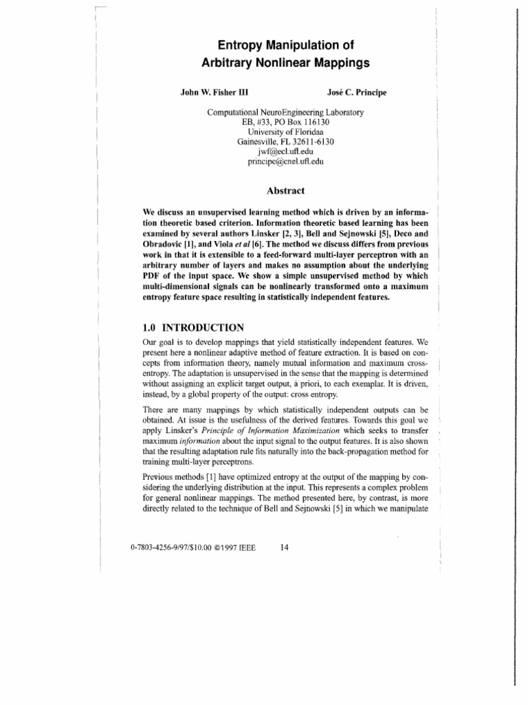 Entropy Manipulation of Arbitrary Nonlinear Mappings | PDF | Probability Density Function | Entropy