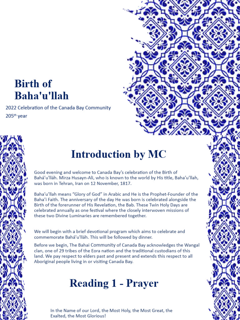 DRAFT - Birth of Baha'u'Llah 2022 | PDF | Thou | Glory (Religion)