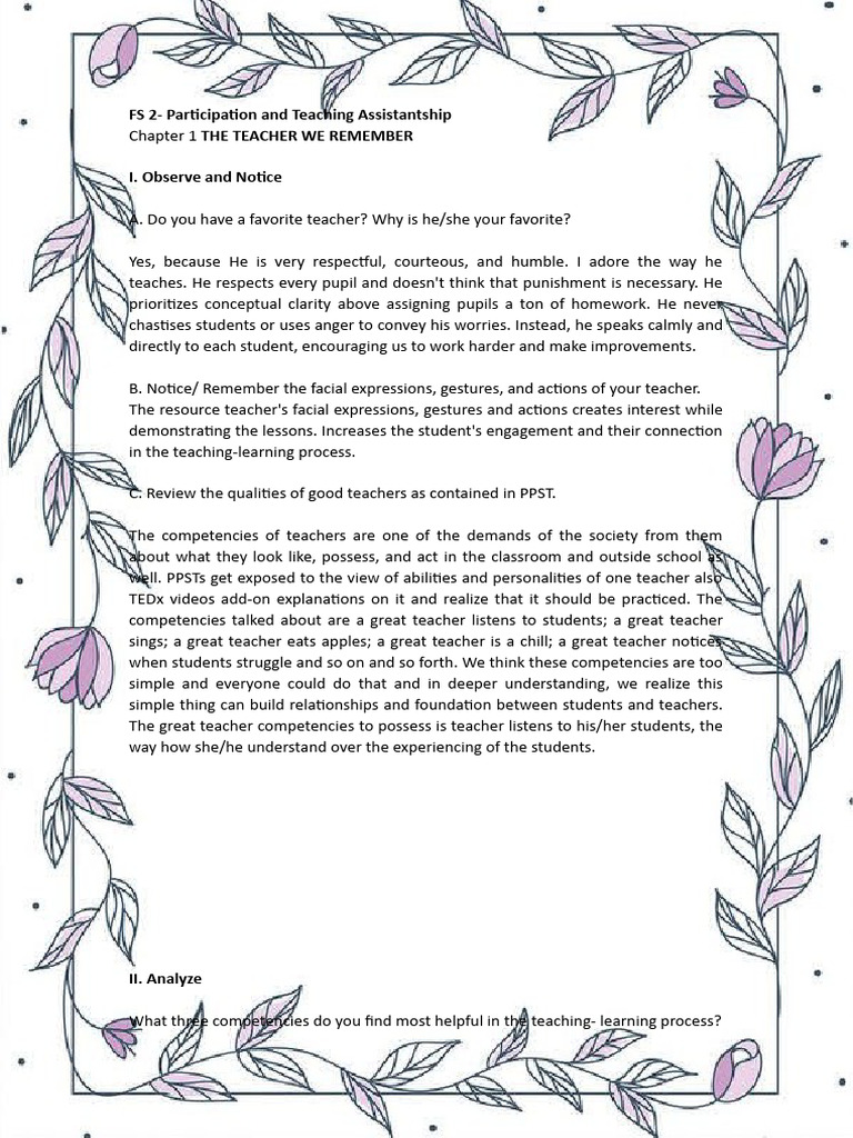 Field Study 2-WPS Office | PDF | Teachers | Curriculum