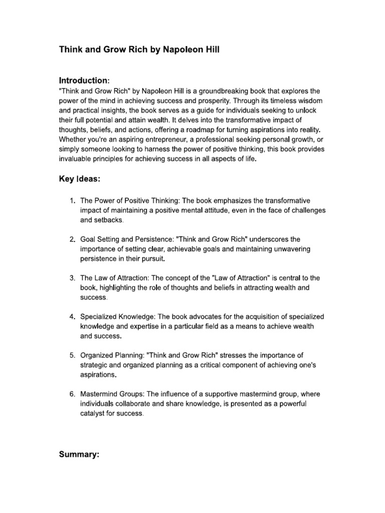 Think and Grow Rich by Napoleon Hill | PDF