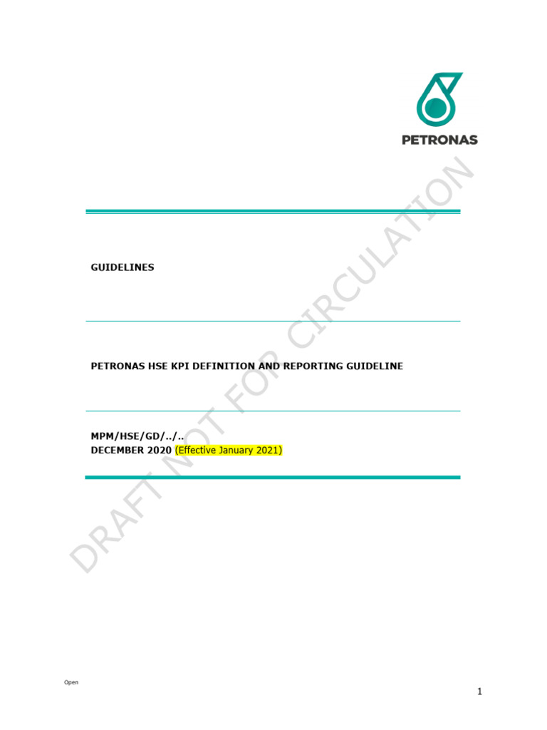 PETRONAS HSE KPI Definition and Reporting Guideline R0 Final Draft ...