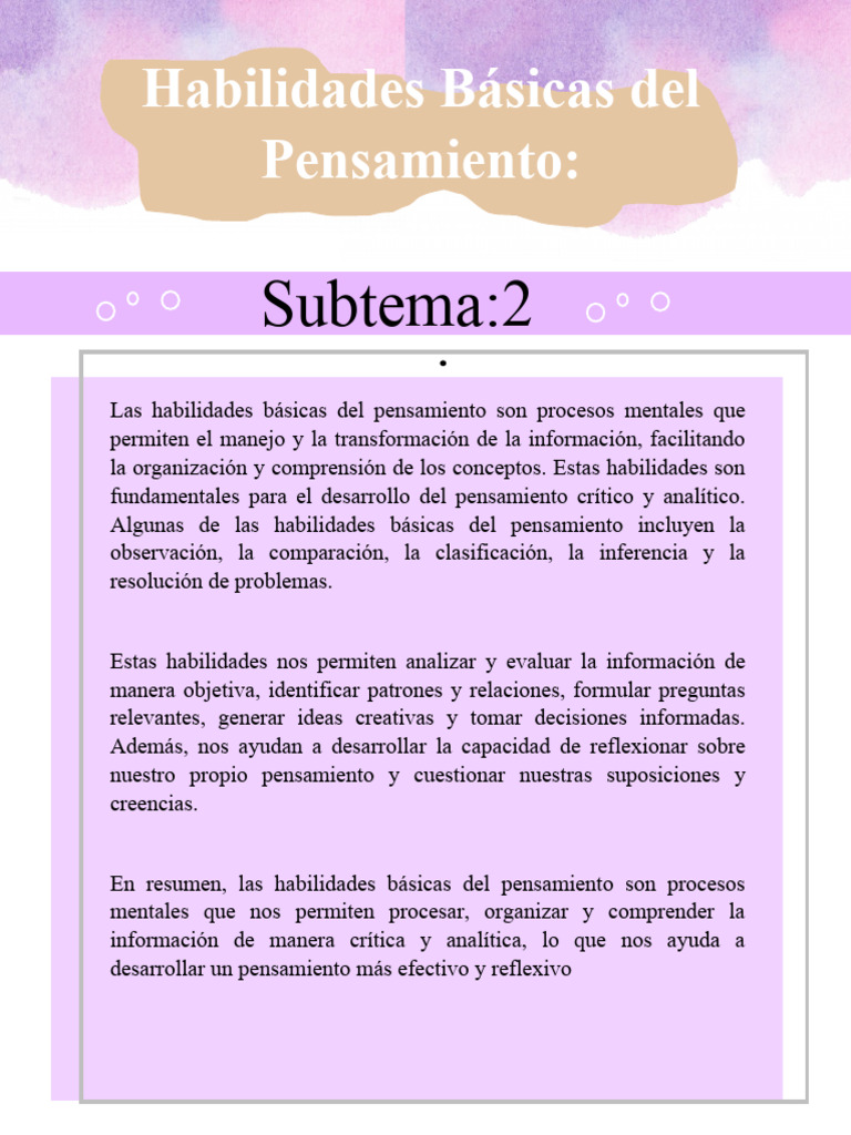 Habilidades Basicas Del Pensamiento | PDF