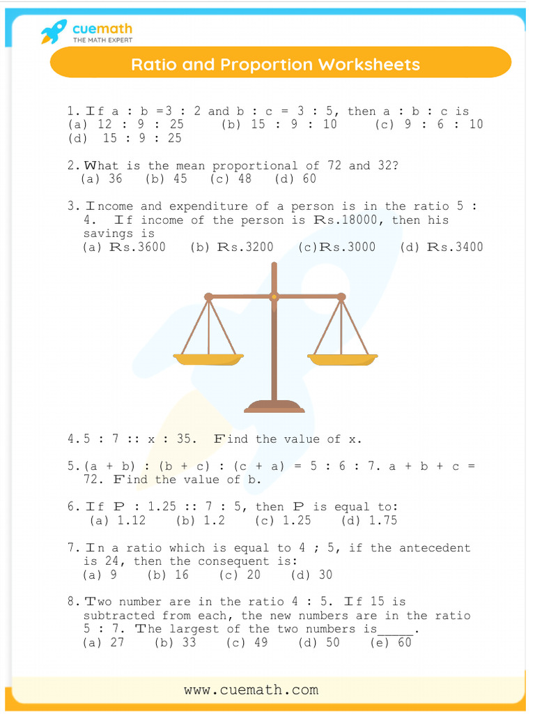 Ratio and Proportion Worksheet 2 | PDF