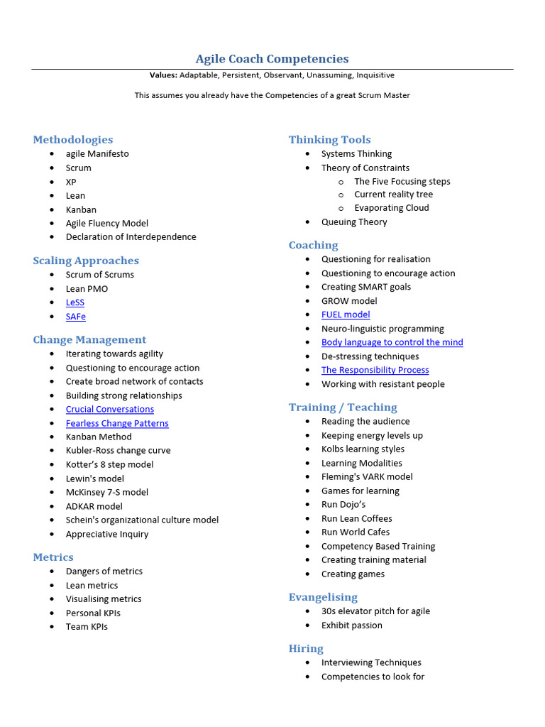Competencies of A Great Agile Coach | PDF | Agile Software Development | Scrum (Software ...