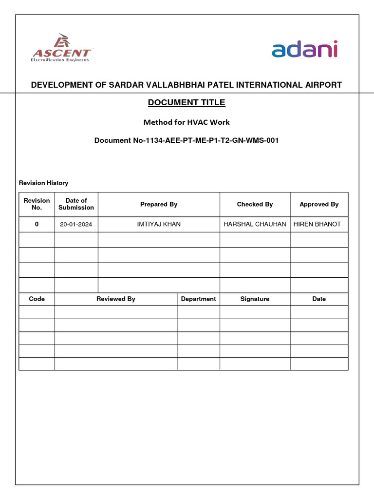 HVAC WORK Method_Statement | PDF | Duct (Flow) | Manufactured Goods