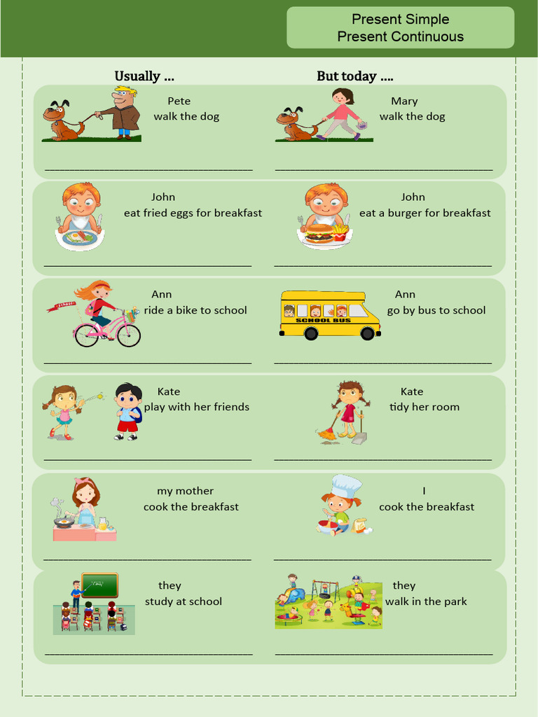 Present Simple Vs Present Continuous | PDF | Meal | Cuisine