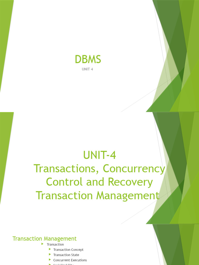 DBMS Unit 4 | PDF | Database Transaction | Operating System Technology
