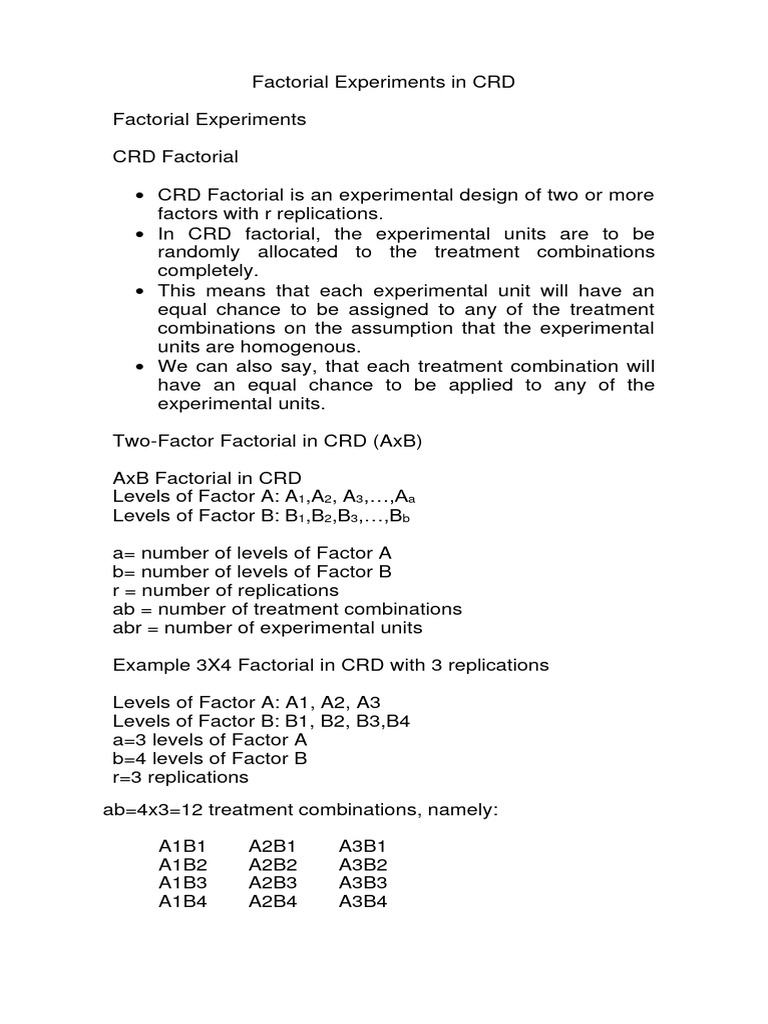 Factorial CRD Lect-PDF-edited N-1 | PDF | Analysis Of Variance | Multivariate Statistics
