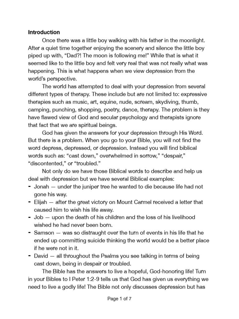 Lesson On Dealing With Depression From A Biblical View | PDF | God | Bible