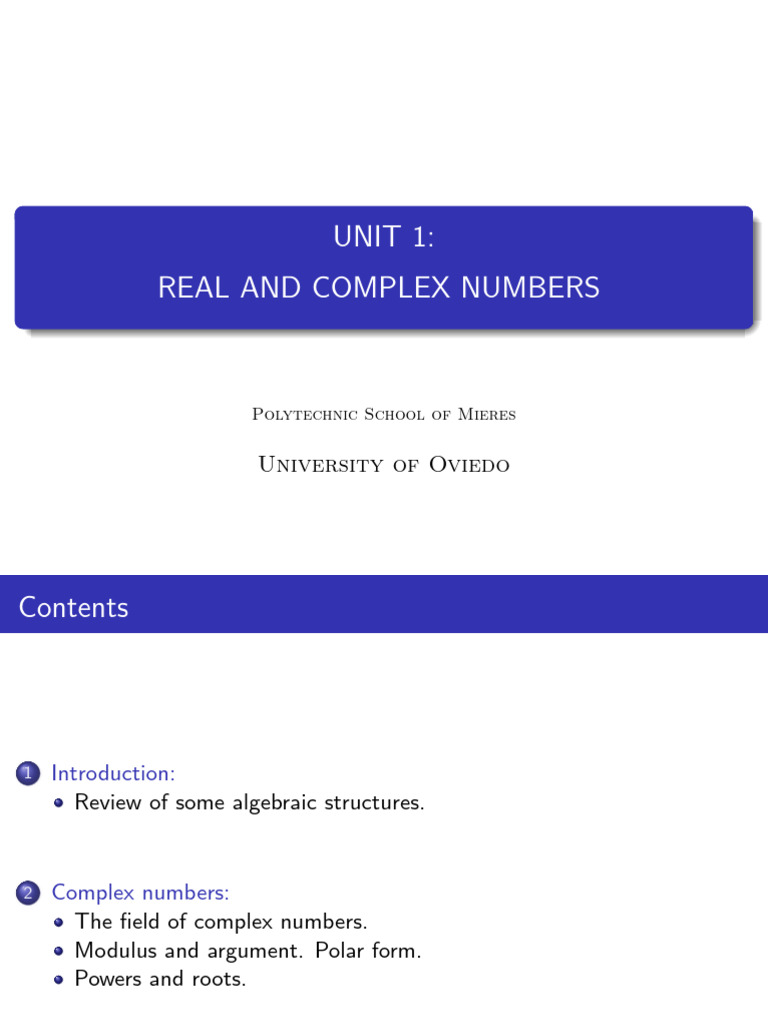 Unit1 Numbers | PDF | Complex Number | Field (Mathematics)