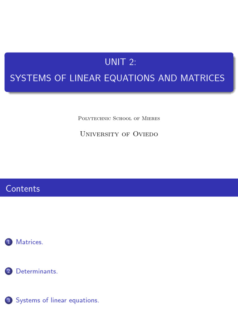 Unit2 Systems | Download Free PDF | Matrix (Mathematics) | System Of Linear Equations