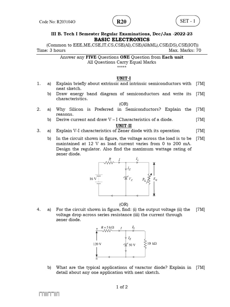 Basic Electronics Jan 2023 | PDF | Field Effect Transistor | Bipolar Junction Transistor