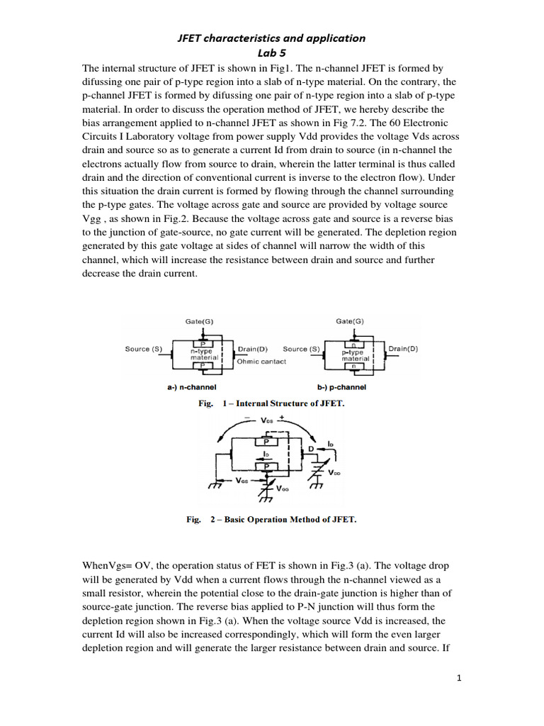Lab5 JFET Characteristics and Application | PDF | Field Effect Transistor | P–N Junction