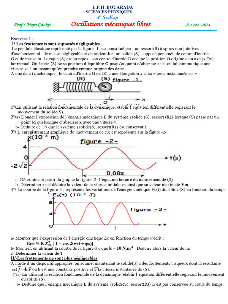 Oscillations Mécaniques en Physique | PDF | Pendule (physique) | Masse