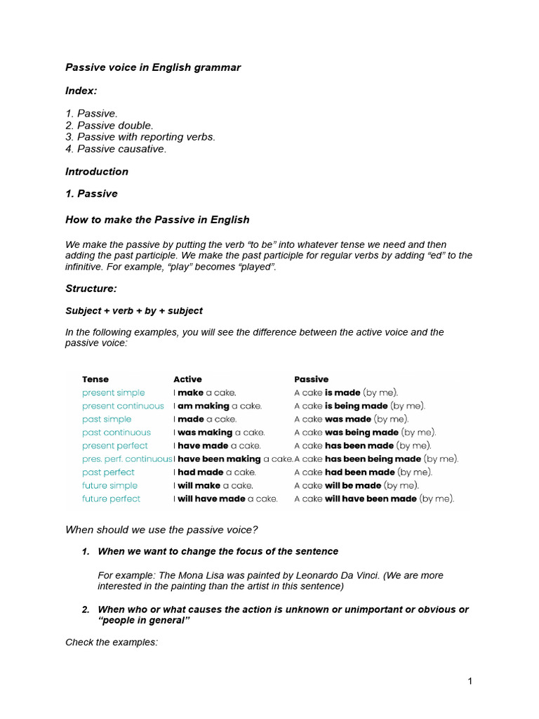 Passive Voice in English Grammar 1 | PDF | Verb | Subject (Grammar)