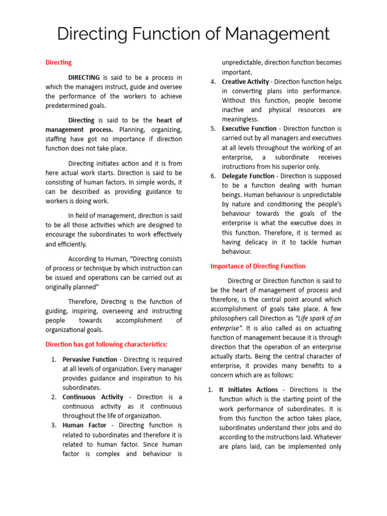 4 Directing Function of Management | PDF