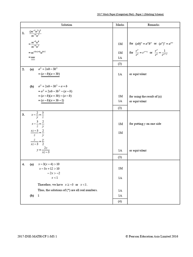 Marking Scheme | PDF | Elementary Mathematics | Mathematics