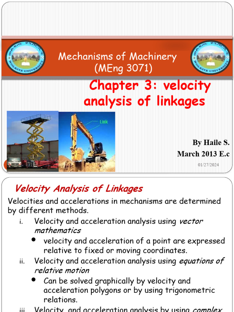 Chapter 4 Mechanism of Machinery Velocity Analysis | PDF | Velocity | Kinematics