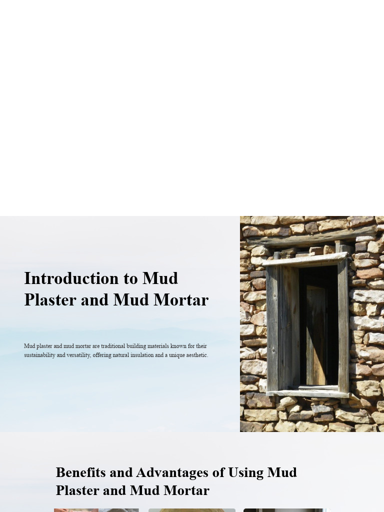 Introduction To Mud Plaster and Mud Mortar | PDF | Plaster | Mud