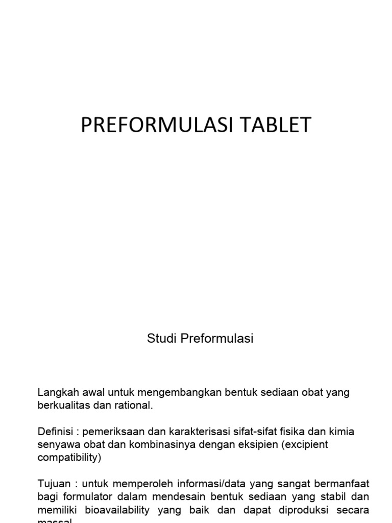 Pre Formulasi Tablet | PDF