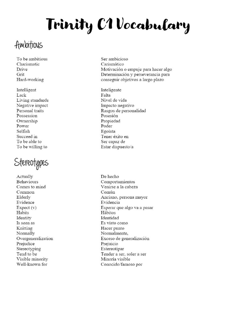 Trinity C1 Vocabulary - Multiple Topic | PDF | Política