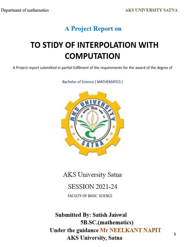Satish Jaiswal .. Project | PDF | Finite Difference | Interpolation
