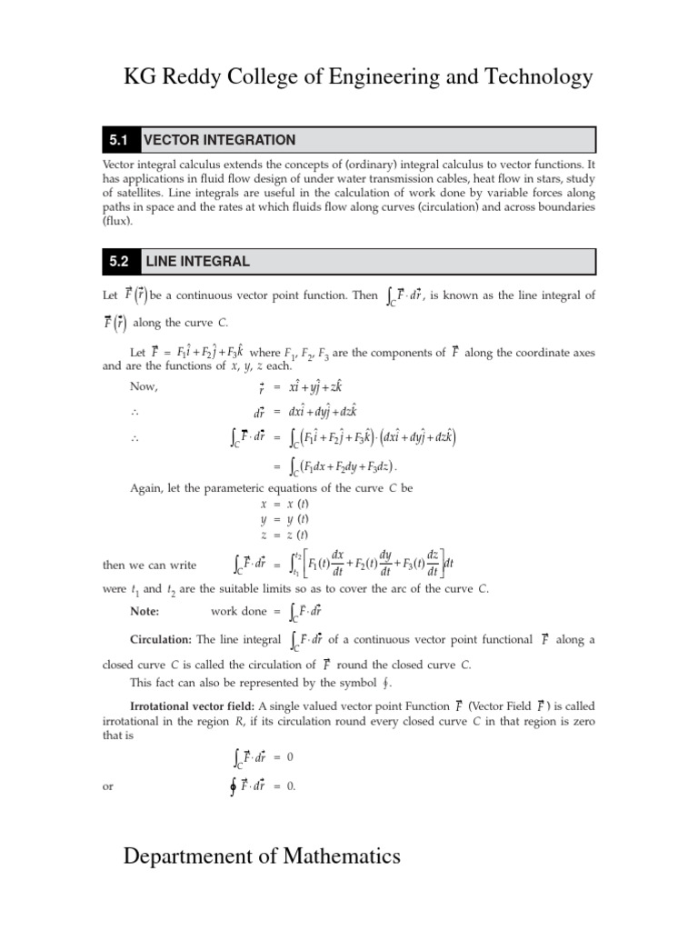 Unit-5.Vector Calculus | PDF | Integral | Function (Mathematics)