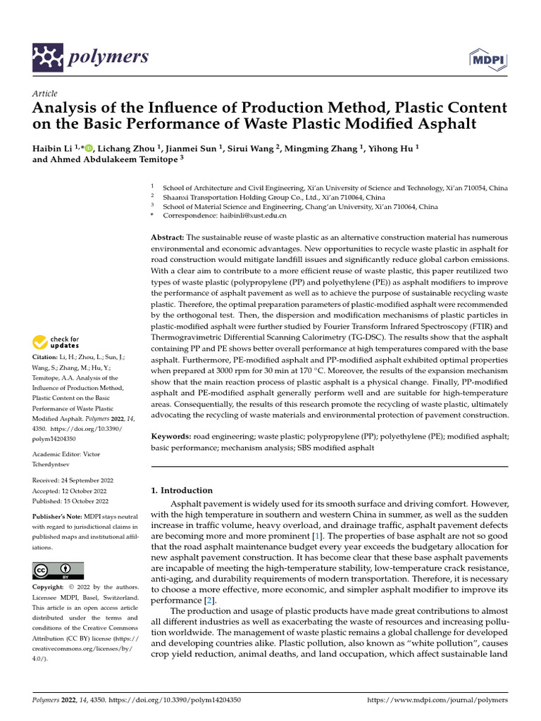 Analysis of The Influence of Production Method Pla | PDF | Plastic | Polyethylene