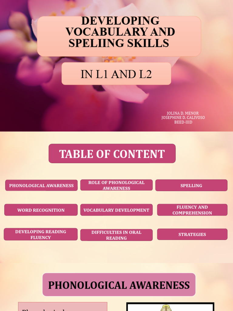 Vocabulary and Spelling Skills Development | PDF | Fluency | Syllable