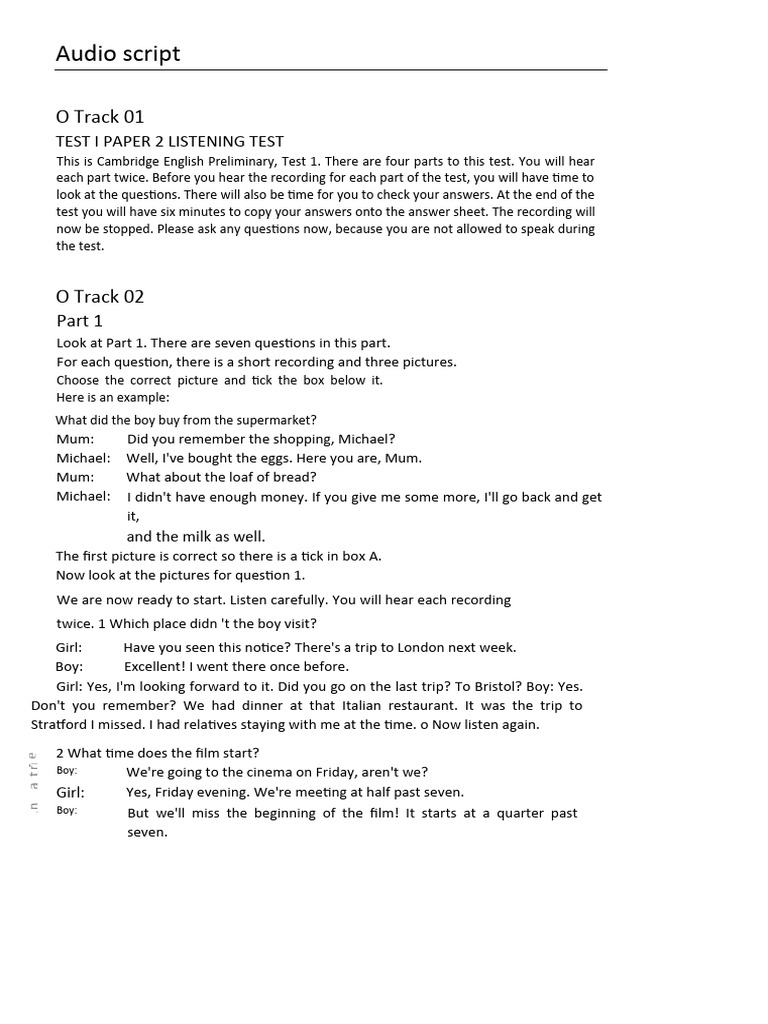 Listening Scripts Part 1 2 | PDF