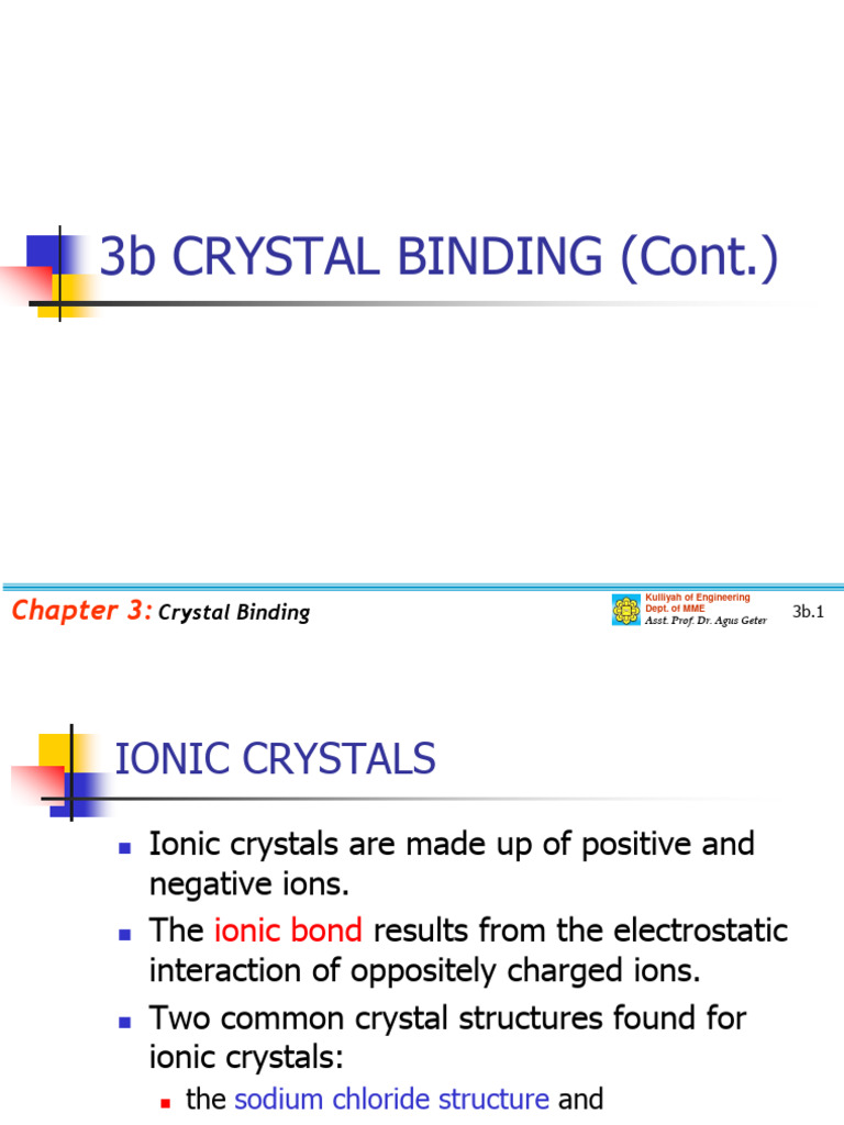 3b Crystal Binding | PDF | Ionic Bonding | Ion