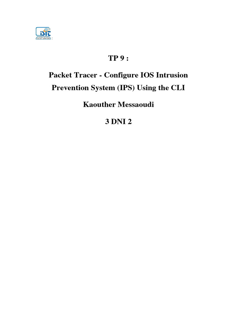 Packet Tracer - Configure IOS Intrusion Prevention System (IPS) Using The CLI | PDF