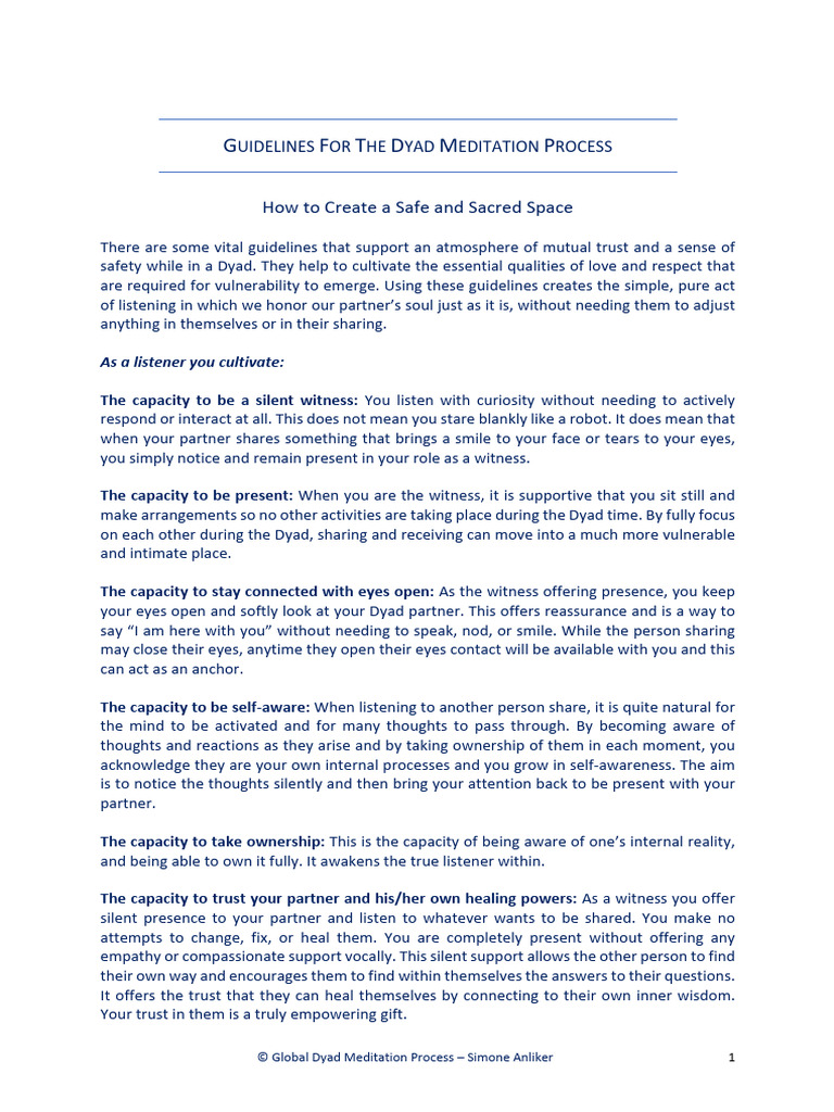 1-Guidelines For The Dyad Meditation-Short | PDF | Psychological ...