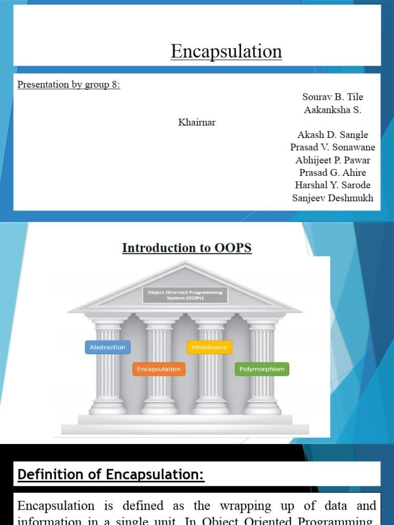 Encapsulation Grp No 8 Pdf Class Computer Programming Method Computer Programming 