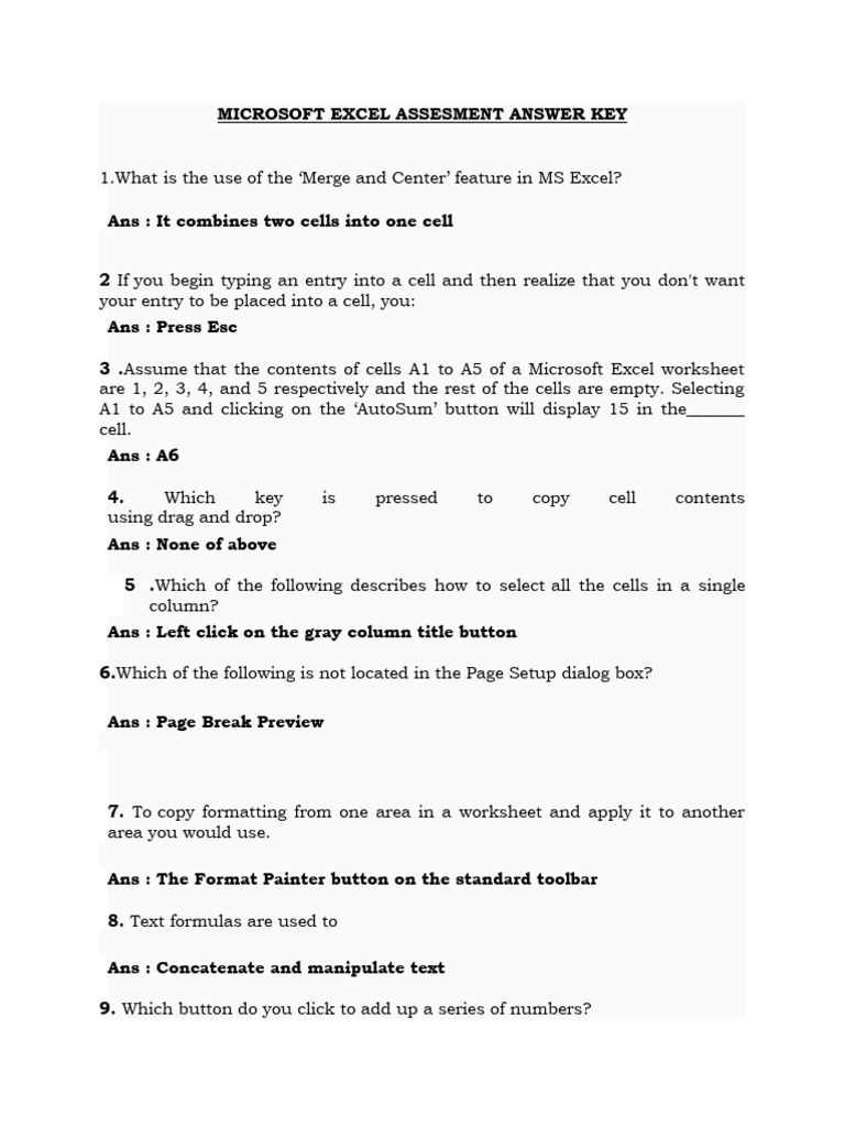 Beginners Answer Key | PDF | Microsoft Word | Microsoft Excel