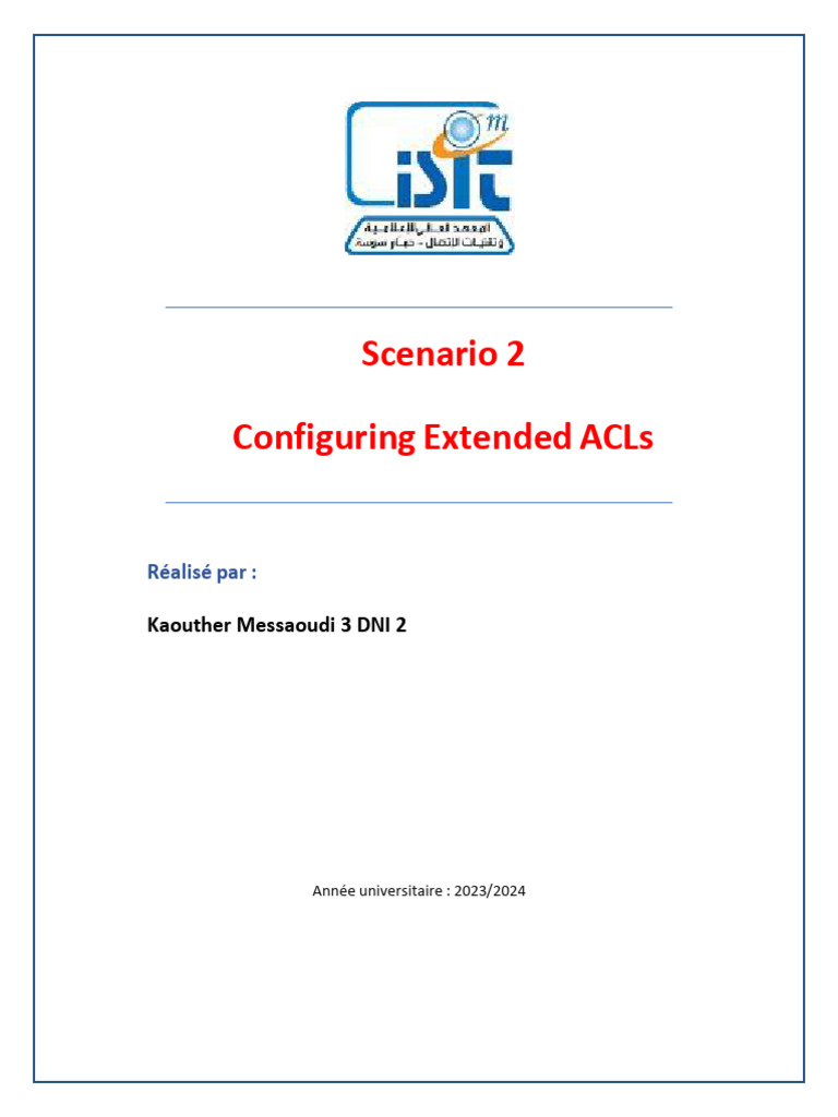 Configuring Extended ACLs Scenario2 | PDF | Computers | Technology & Engineering