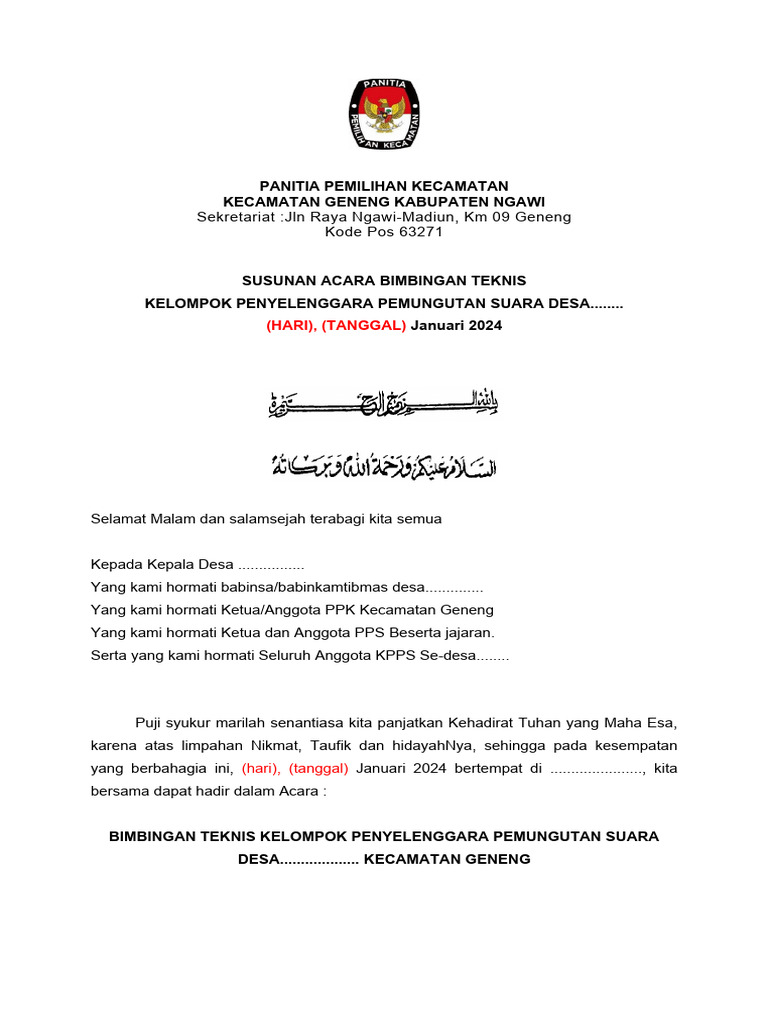 Susunan Acara Bimtek | PDF