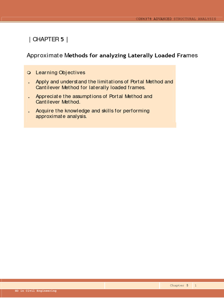 CH5 - Portal Cantilever Methods | PDF | Beam (Structure) | Bending