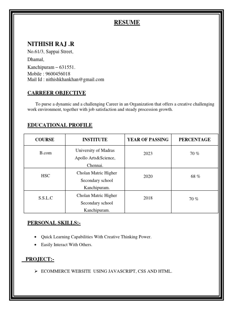 Nithish Raj .R | PDF